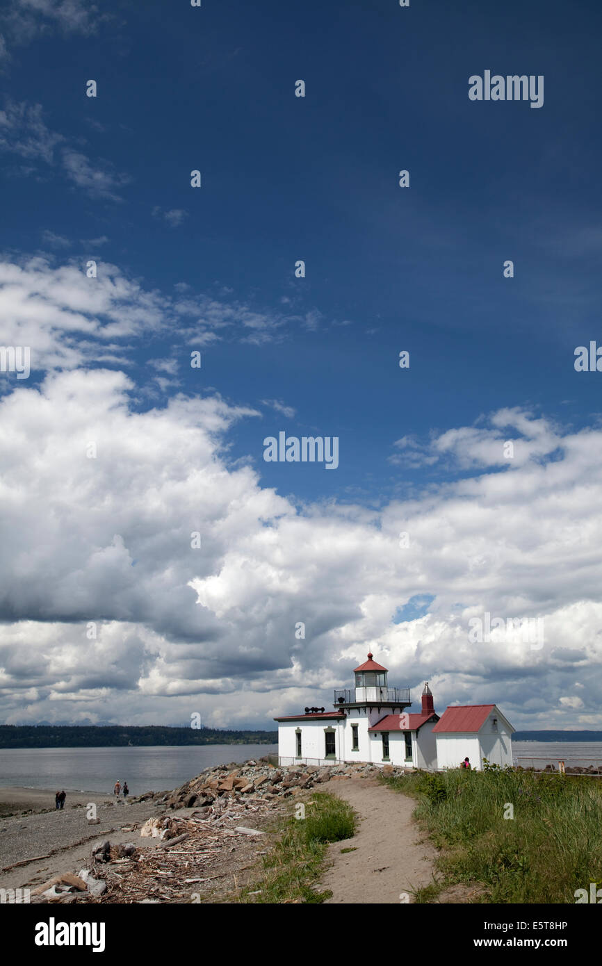 West Point Lighthouse in Seattle's Discovery Park, Washington, USA ...