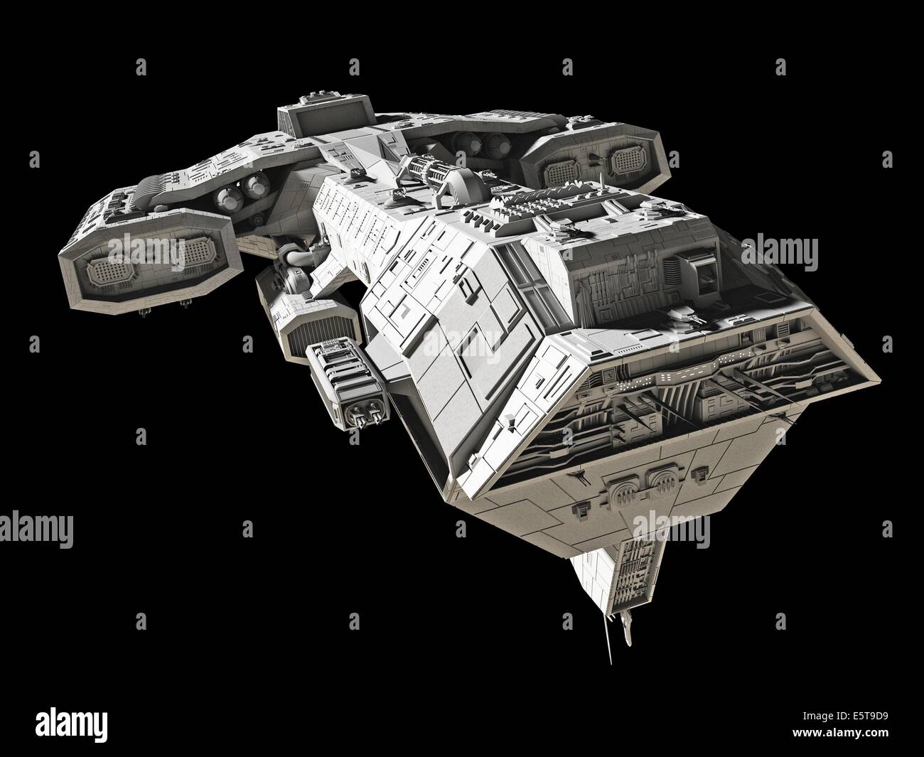 Spaceship on black - front view Stock Photo - Alamy