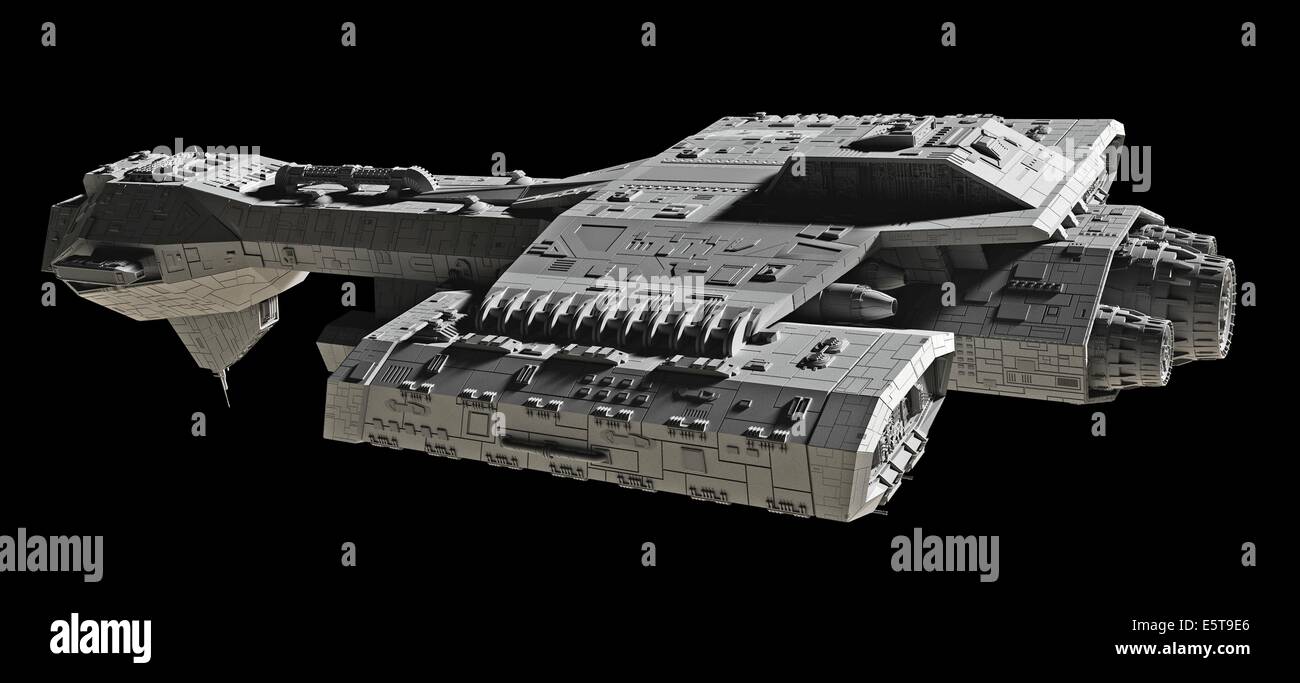 Spaceship on black - side view Stock Photo - Alamy