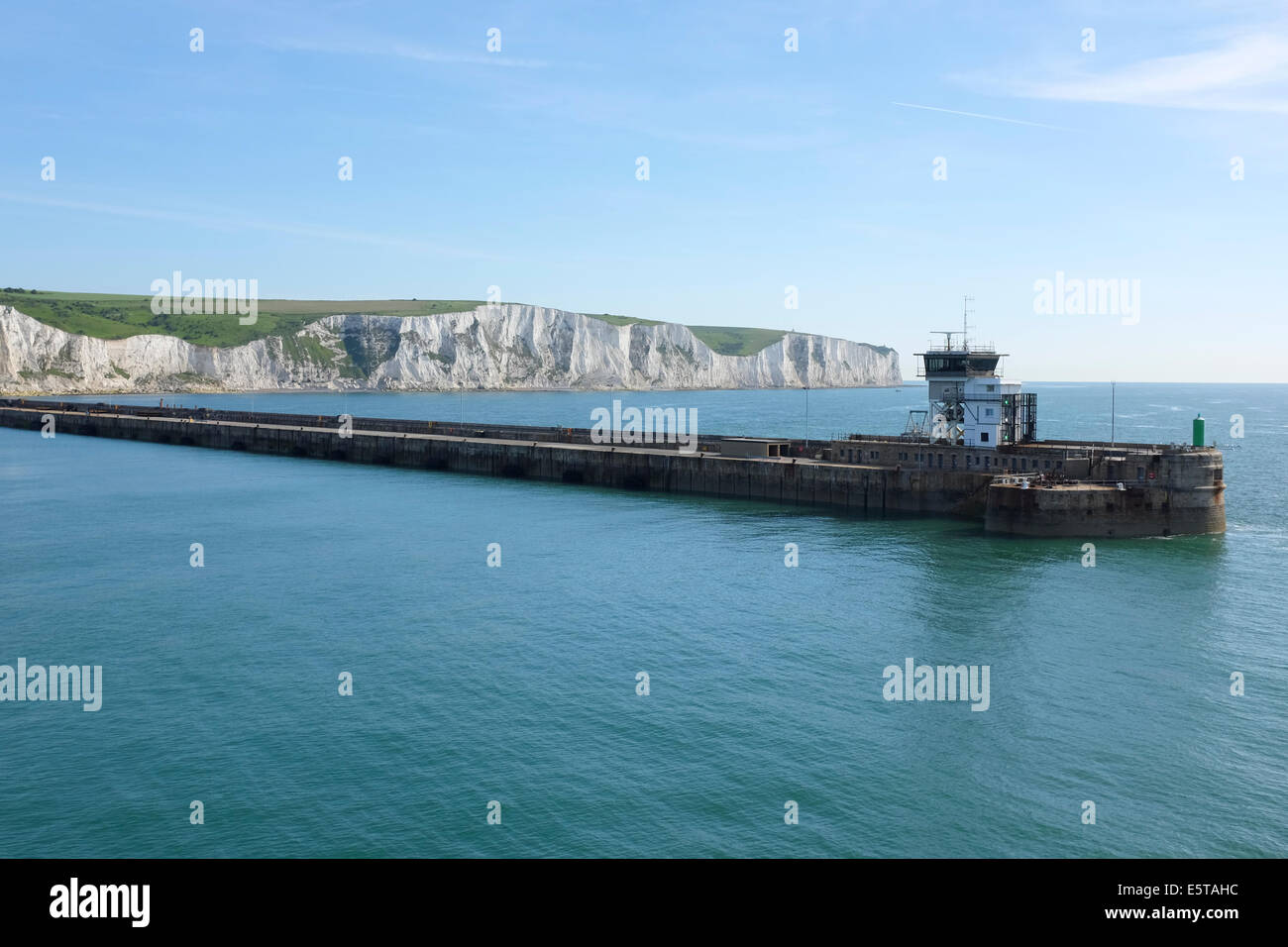 Port of Dover breakwater, England, UK. The White Cliffs in the ...
