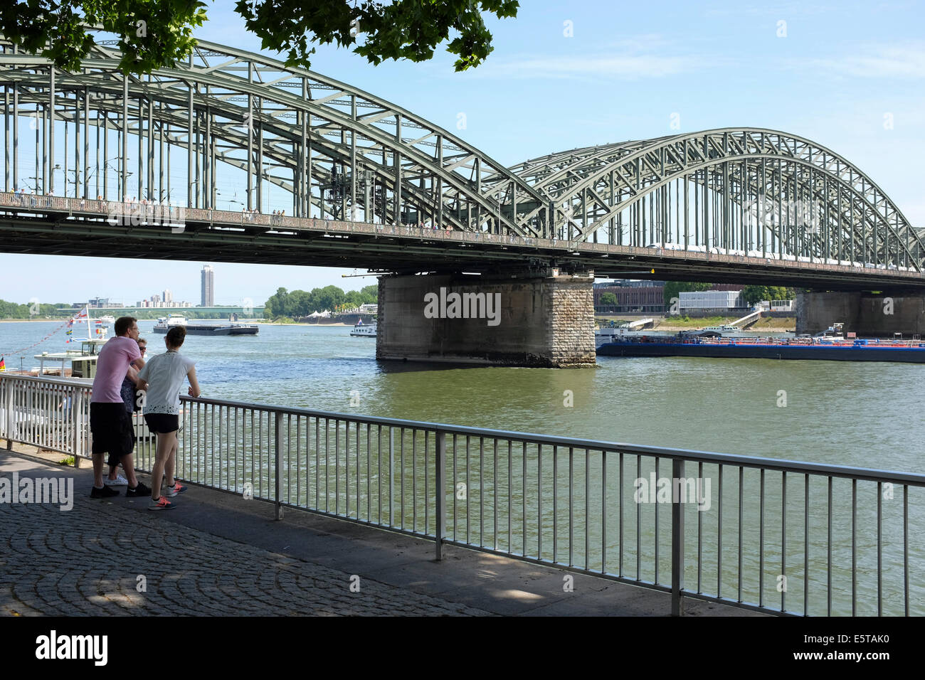 Riverside of the River Rhine in Cologne, Germany. The Hohenzollern ...