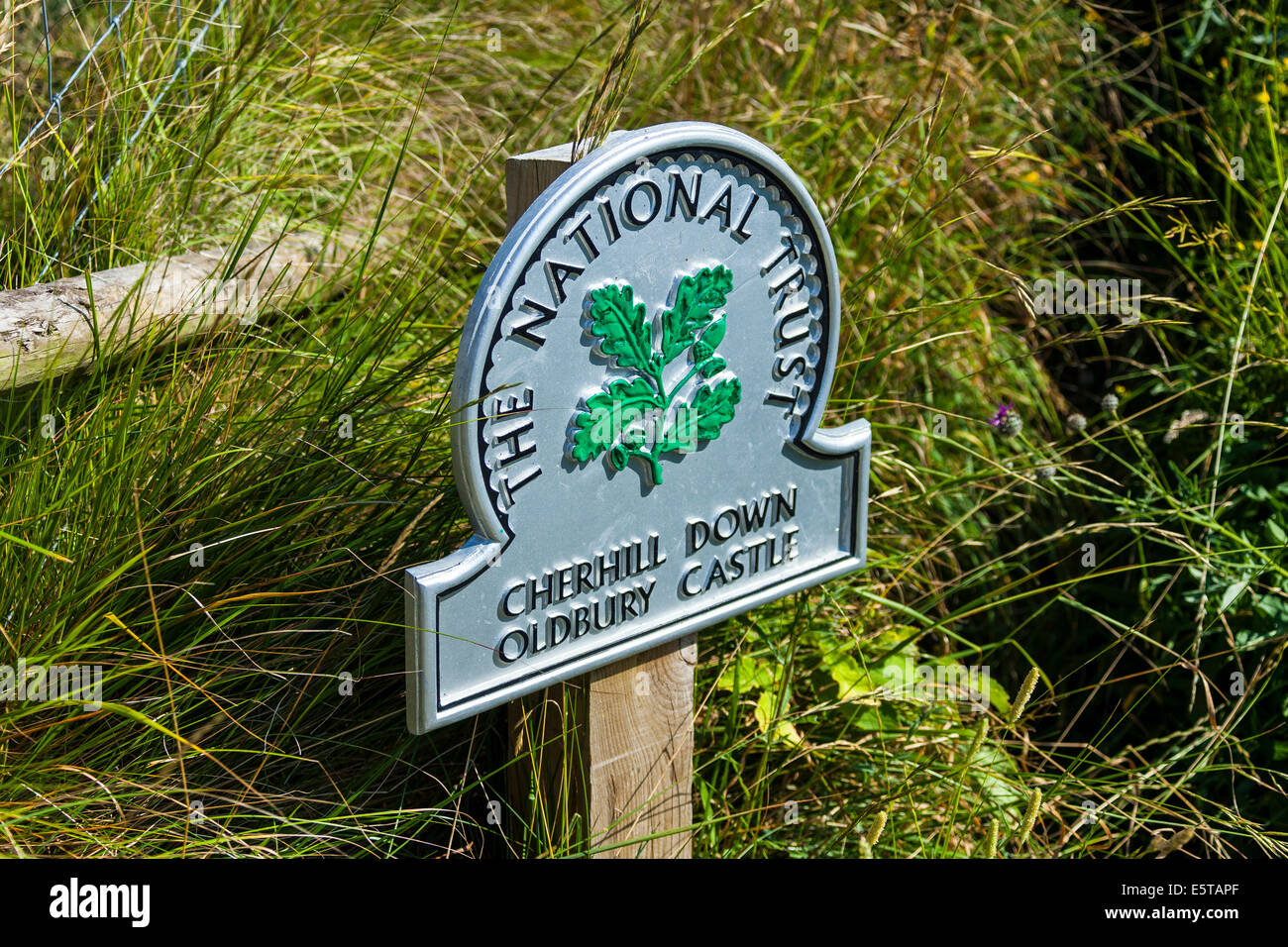 National Trust sign at the Cherhill White Horse and Oldbury Castle near ...