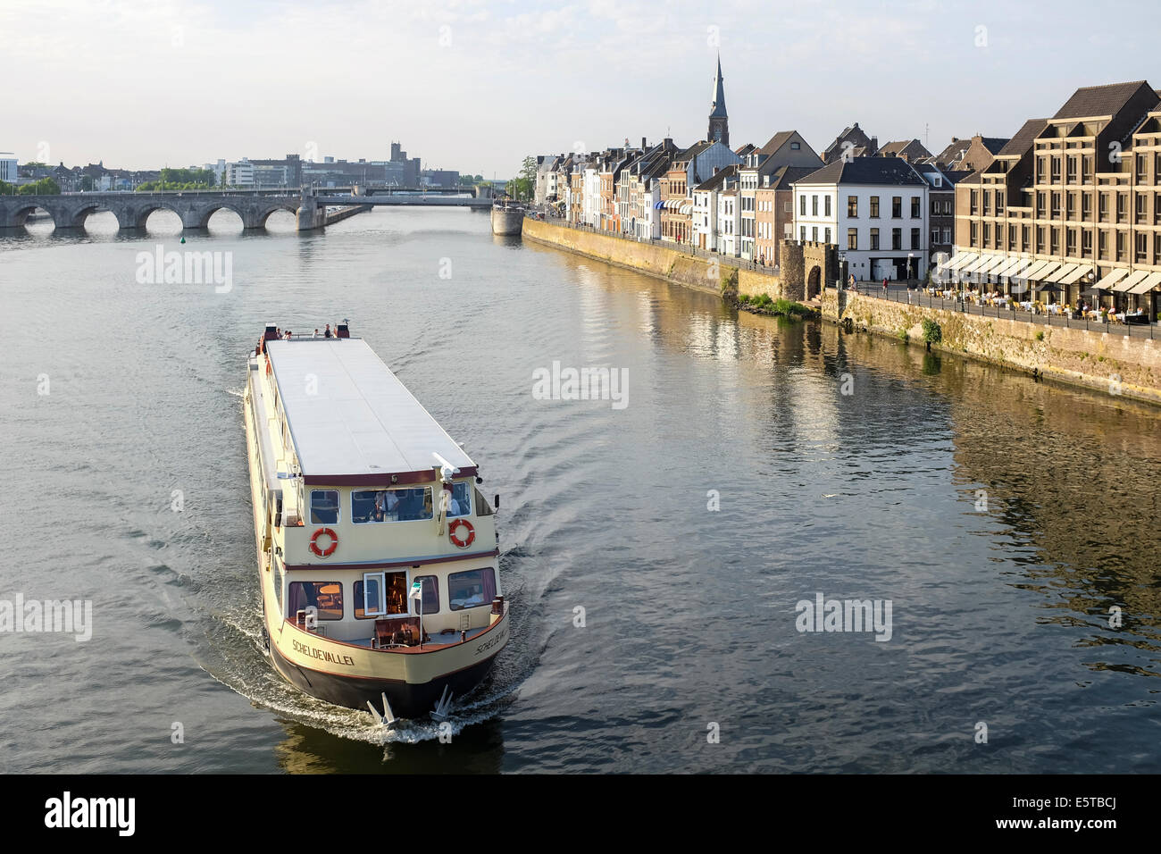 Tourist ship on the River Meuse in Maastricht, Limburg Province ...