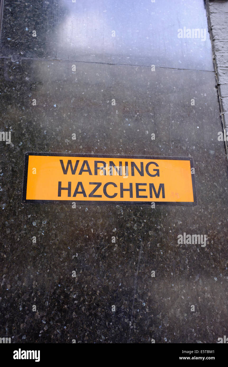 Hazardous Chemicals Warning Sign "WARNING HAZCHEM Stock Photo - Alamy