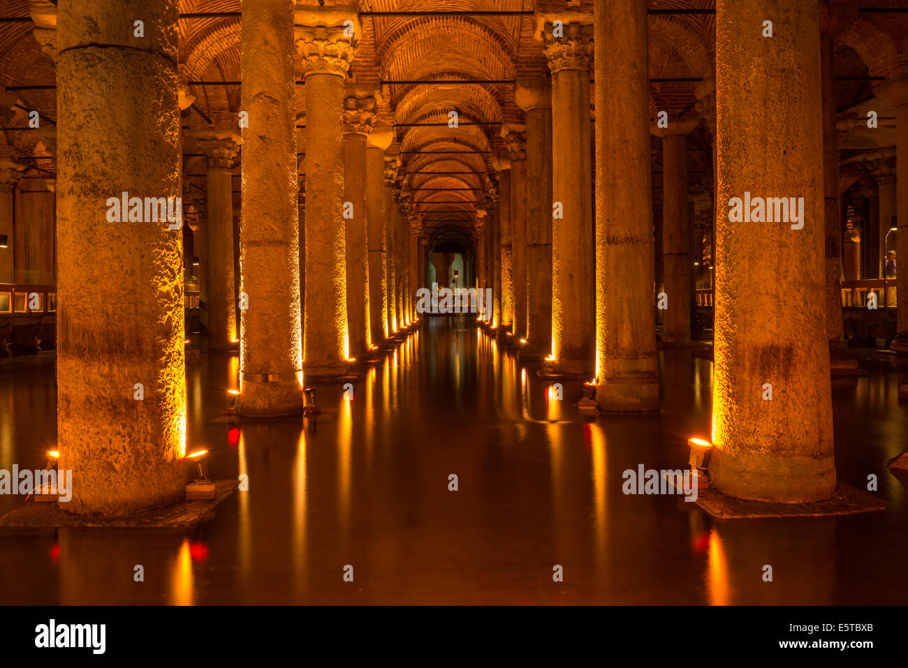 Endless rows of columns at the Basilica Cistern in Istanbul, Turkey ...
