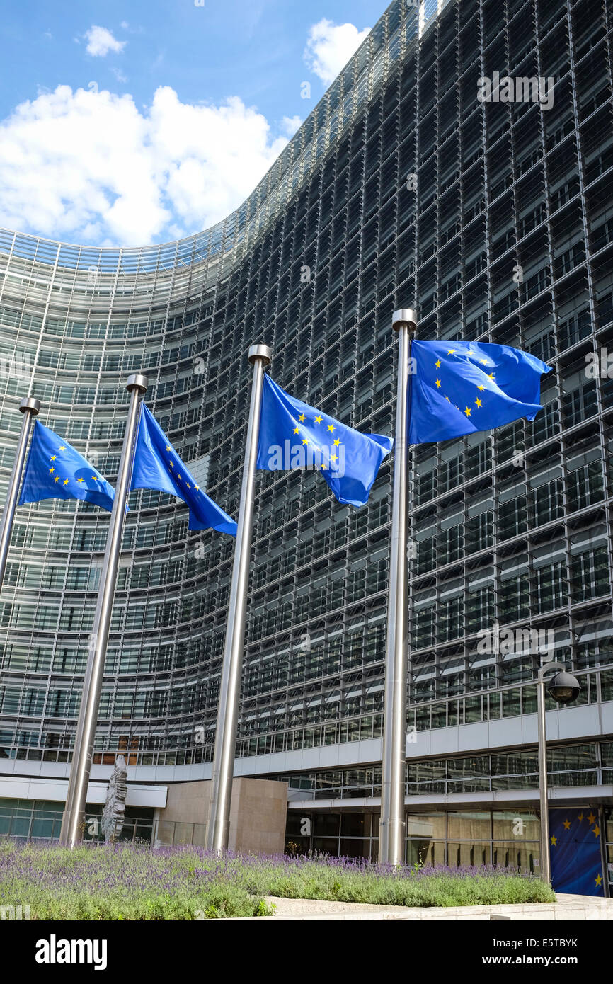 European Union flags in front of the Berlaymont Building (European ...