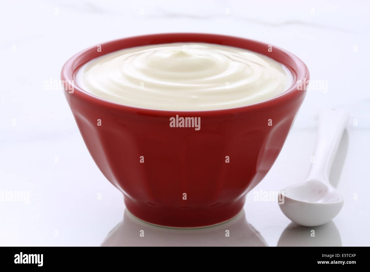 Delicious, nutritious and healthy fresh plain yogurt on vintage italian ...