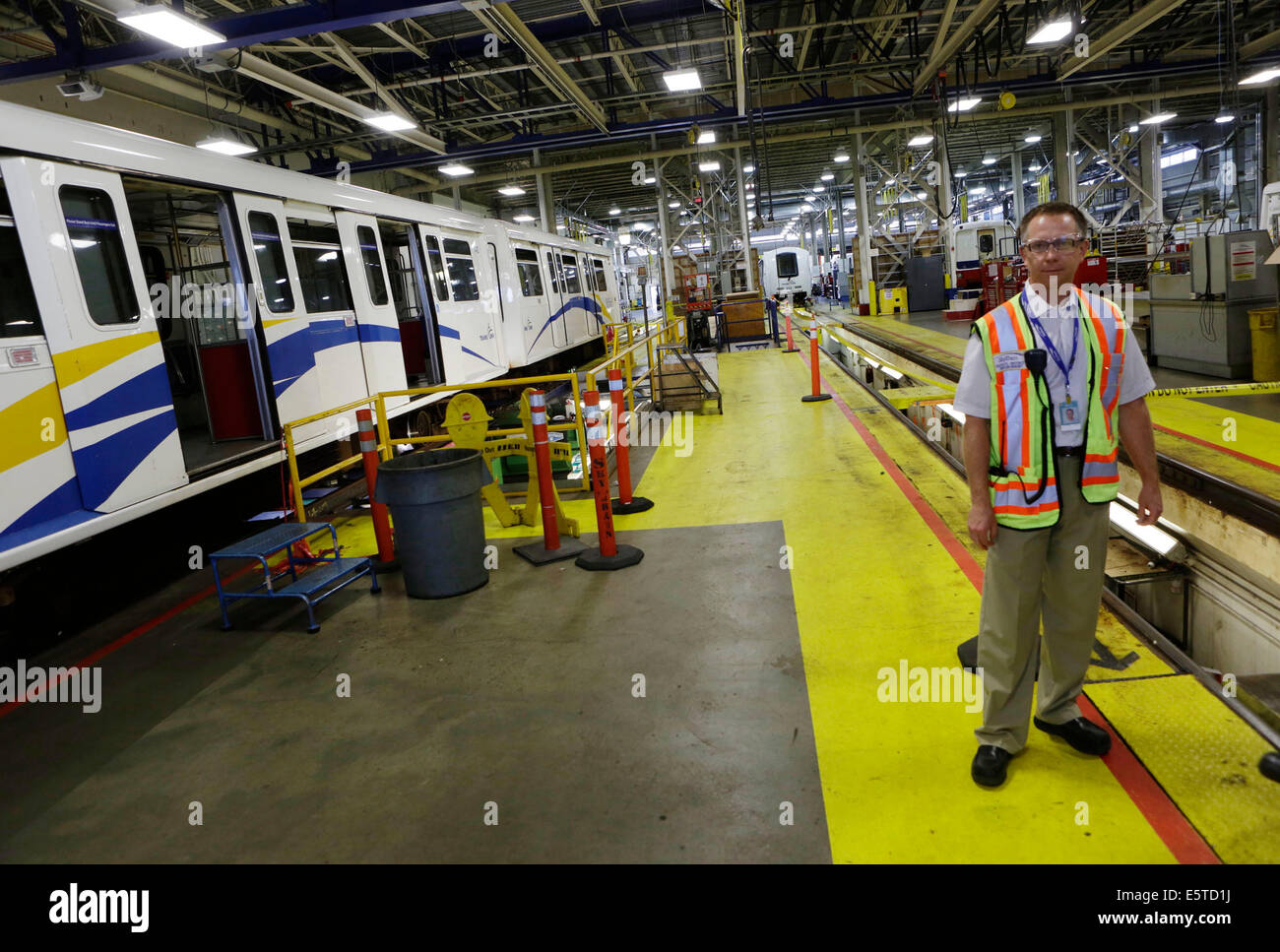 Vancouver, Canada. 5th Aug, 2014. A technician works at the train ...