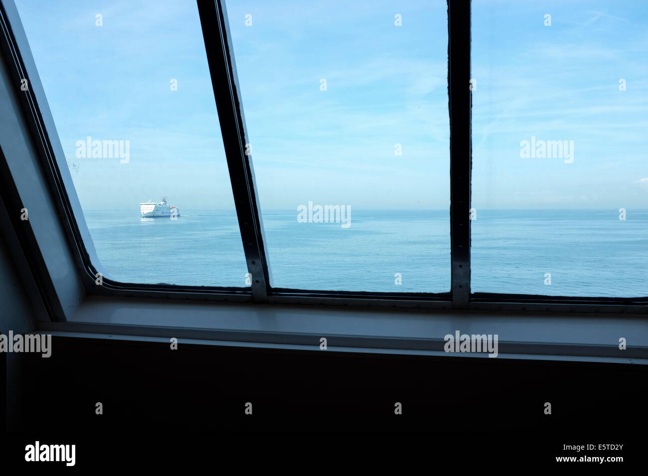 Looking from the ferry window while crossing the English Channel Stock ...
