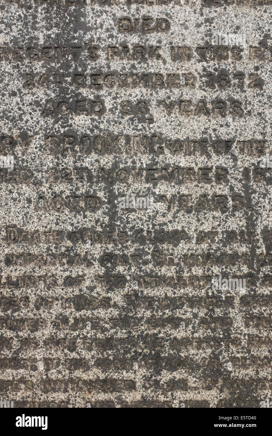Legend written on one old tomb at Higher Cemetery of Exeter, England ...
