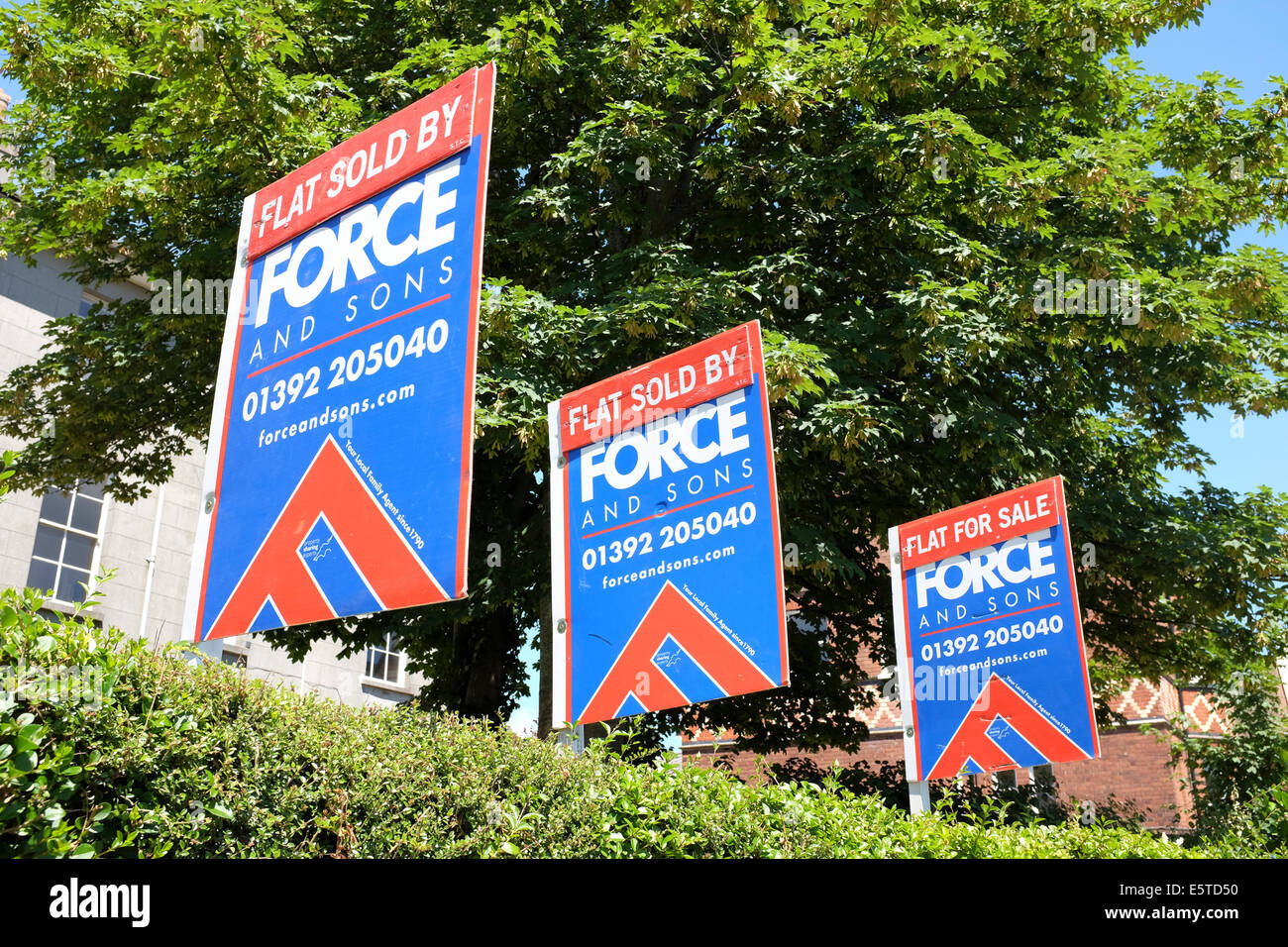 On sale and sold Real Estate agency boards in Exeter, England, UK Stock ...