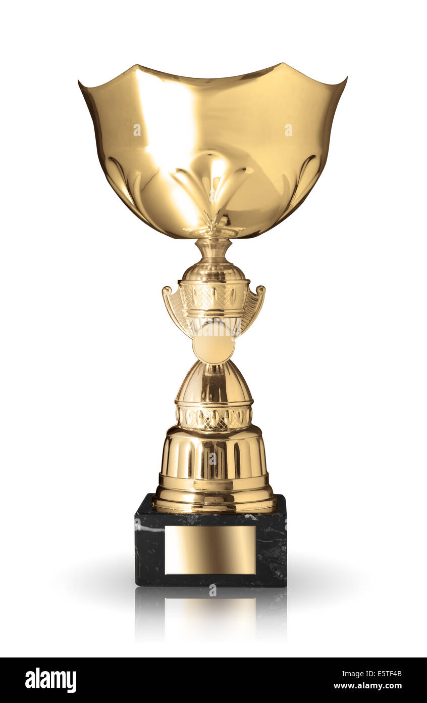 golden trophy isolated on white background Stock Photo - Alamy