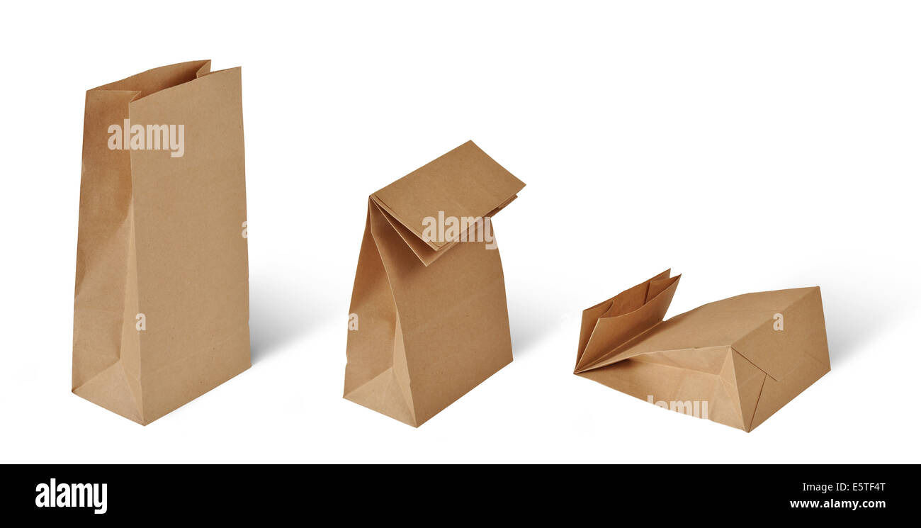 Paper bags isolated on white Stock Photo - Alamy