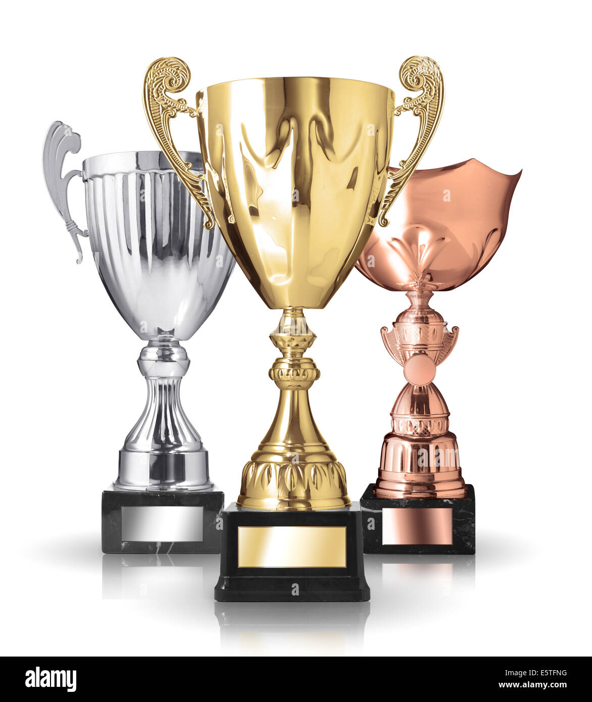 three different kind of trophies. Isolated on white background Stock ...