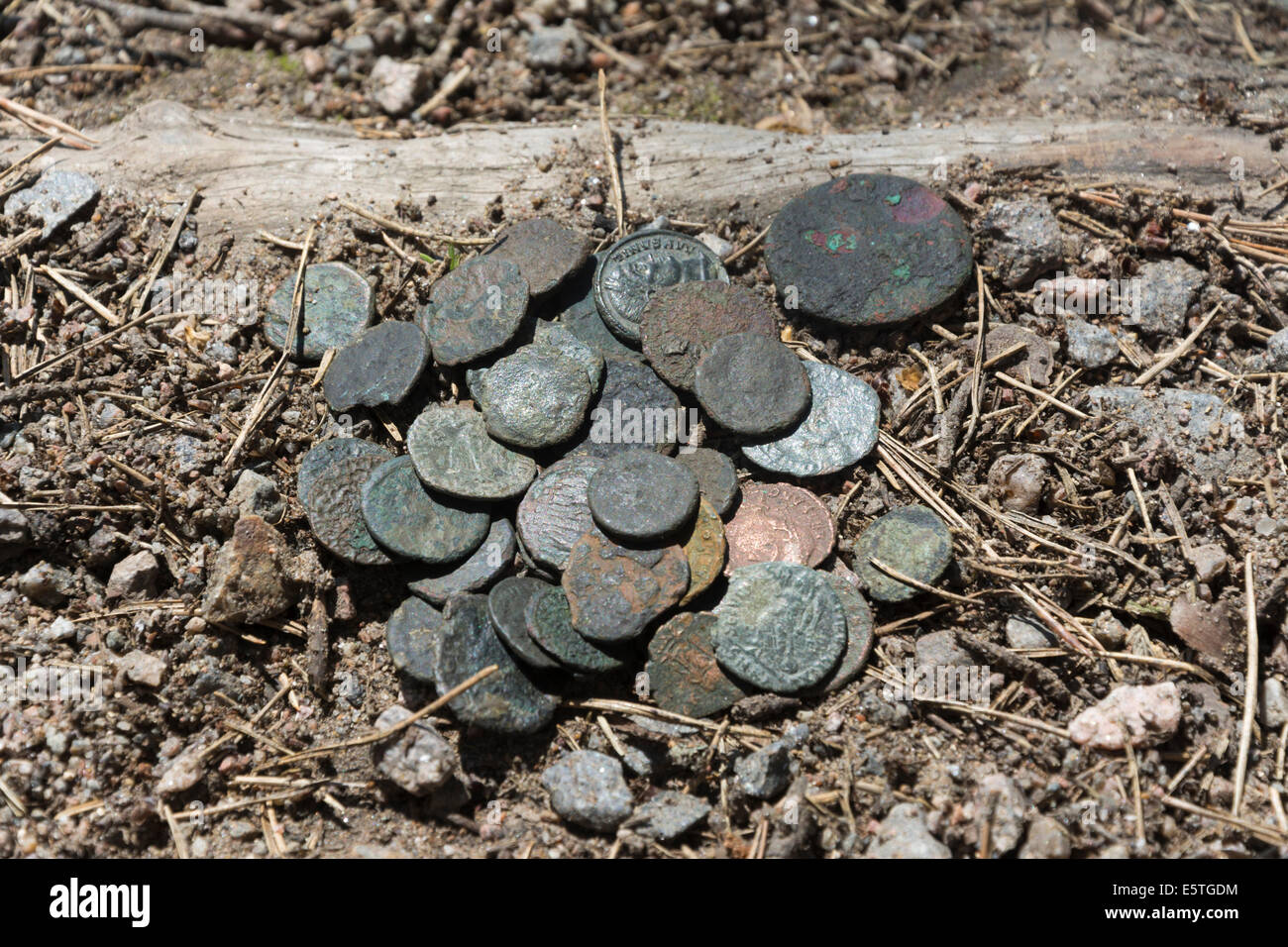 Ancient Roman Coins on the ground Stock Photo - Alamy
