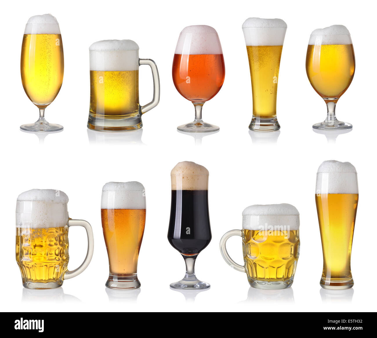 Collection of different beer isolated on white Stock Photo - Alamy