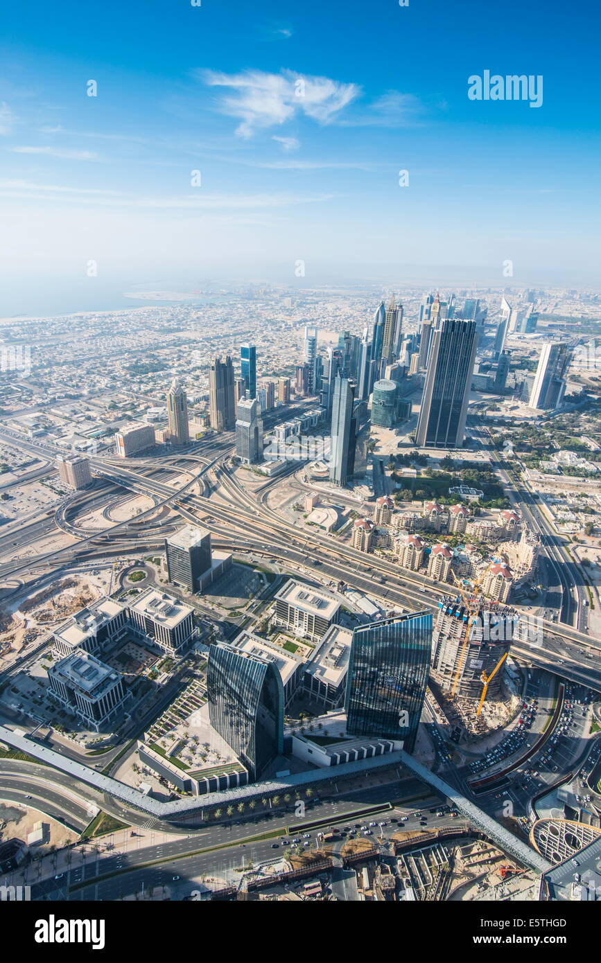 View over Dubai from Burj Khalifa, Dubai, United Arab Emirates, Middle ...