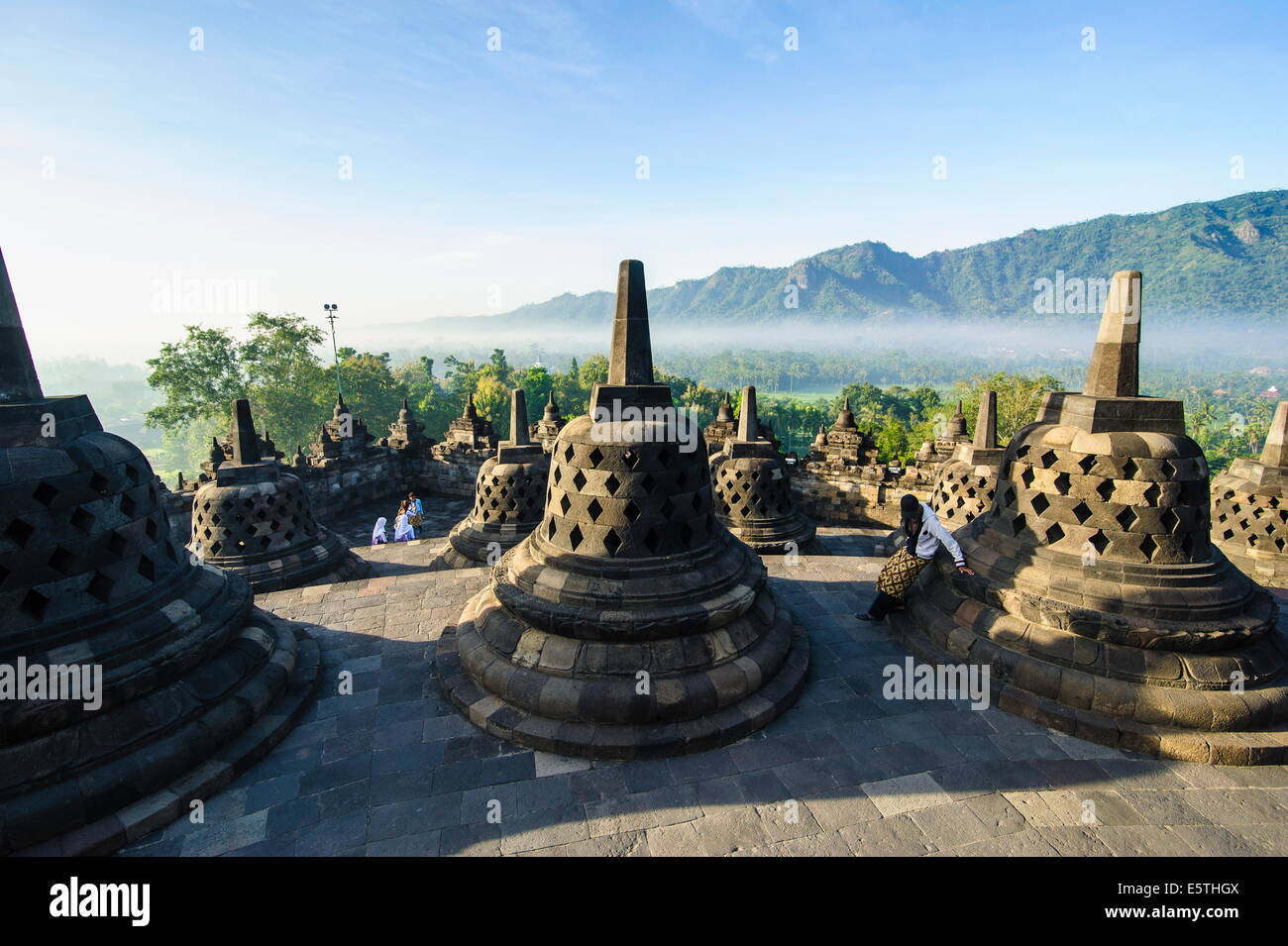 Early morning light at the temple complex of Borobodur, UNESCO World ...