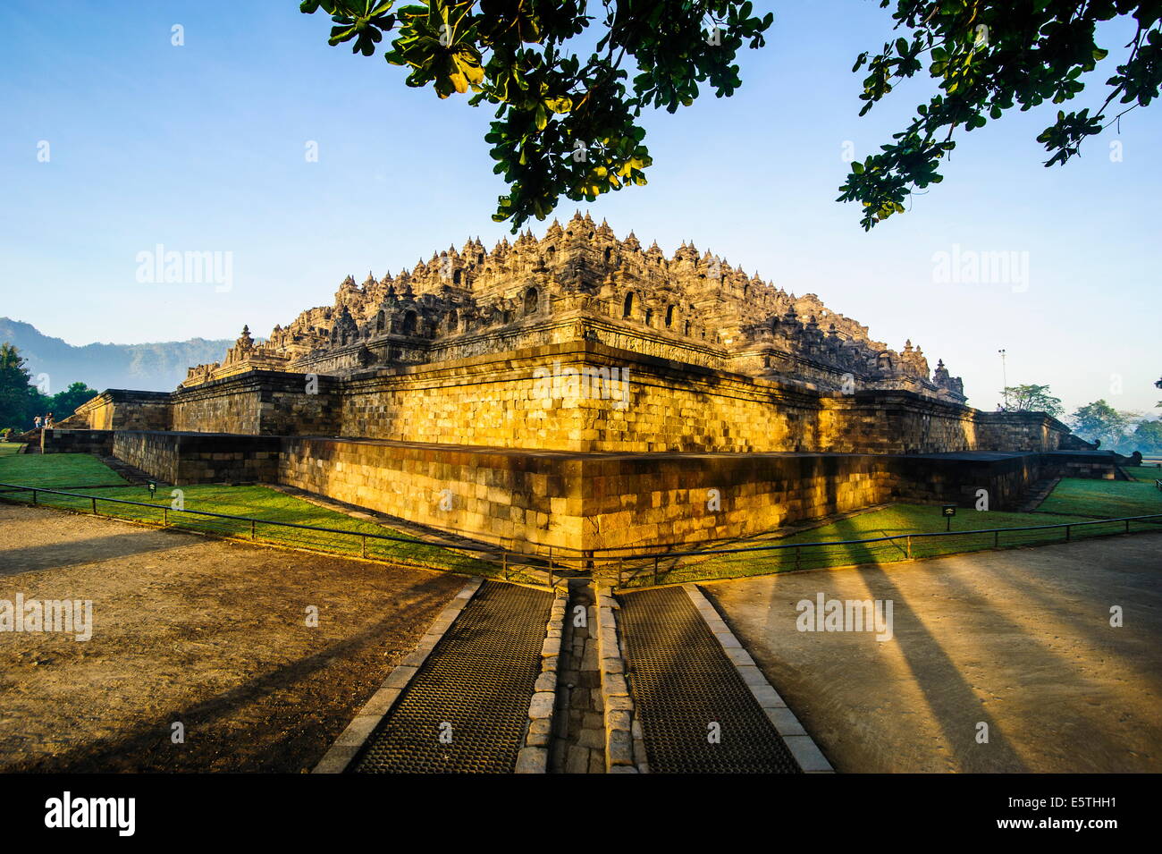 Early morning light at the temple complex of Borobodur, UNESCO World ...