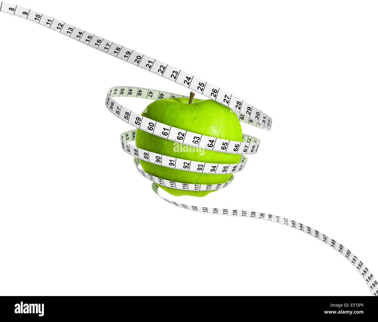 Green apple with measuring tape Stock Photo - Alamy