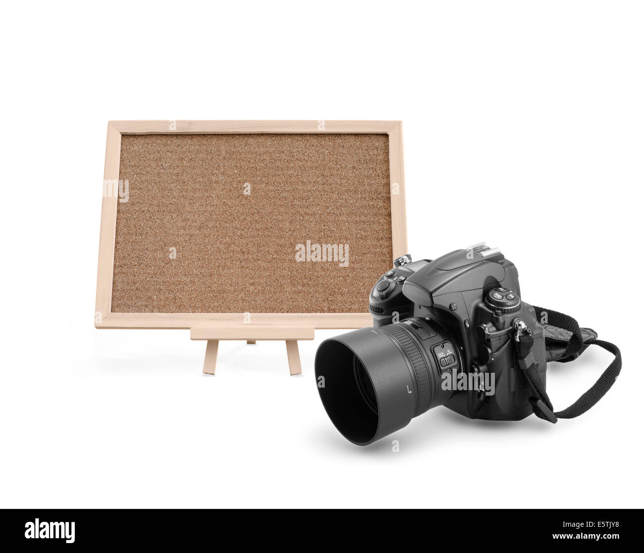 Cork board with digital camera Stock Photo - Alamy