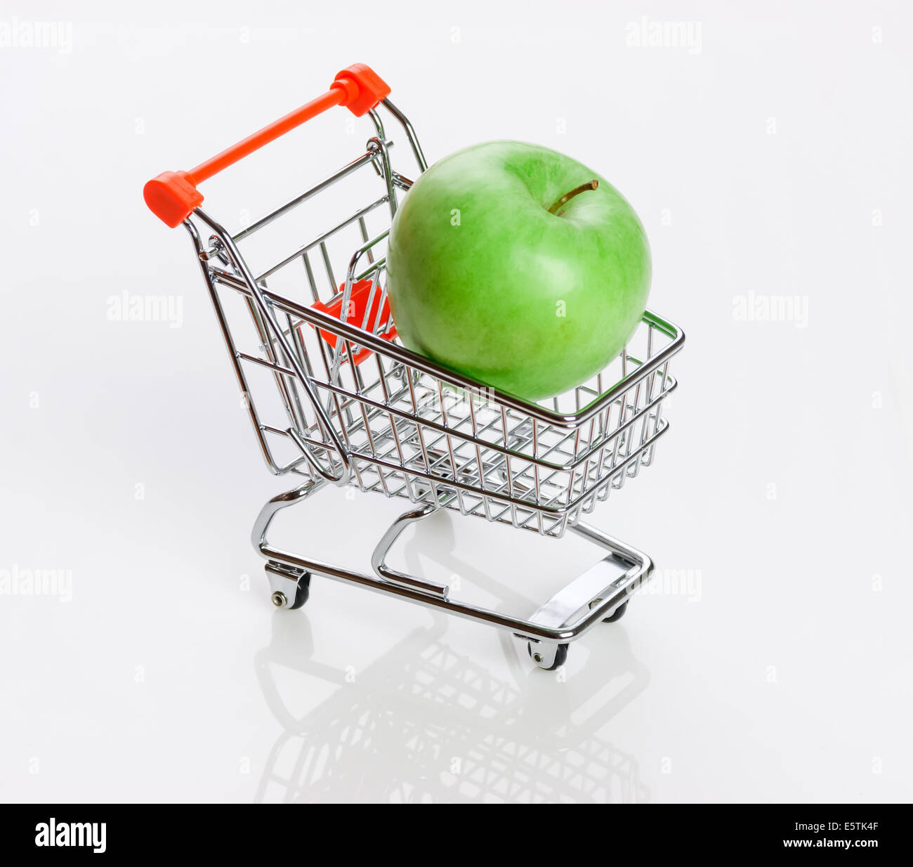 green apple in shopping carts on white background Stock Photo - Alamy