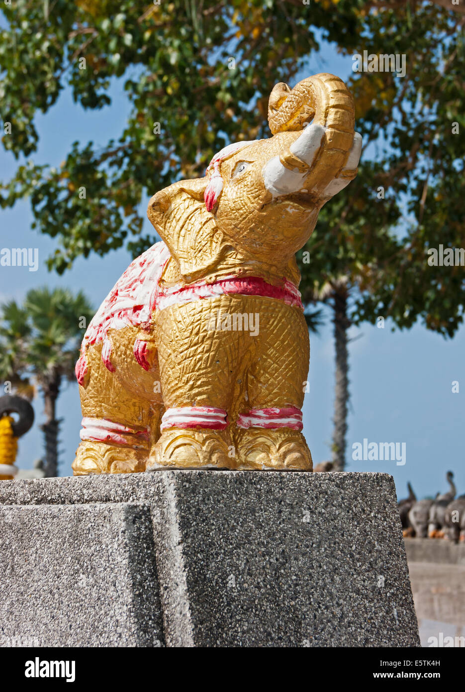 figures of elephants on the viewing platform lighthouse, Phuket ...