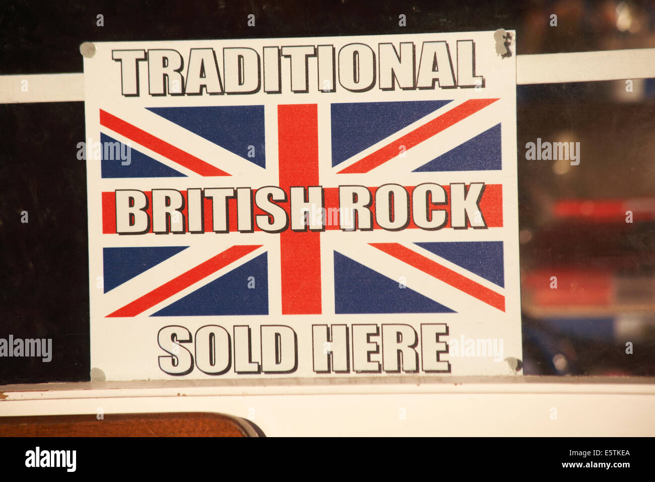Traditional British Rock sold here sign at Sandbanks, Dorset UK in July ...