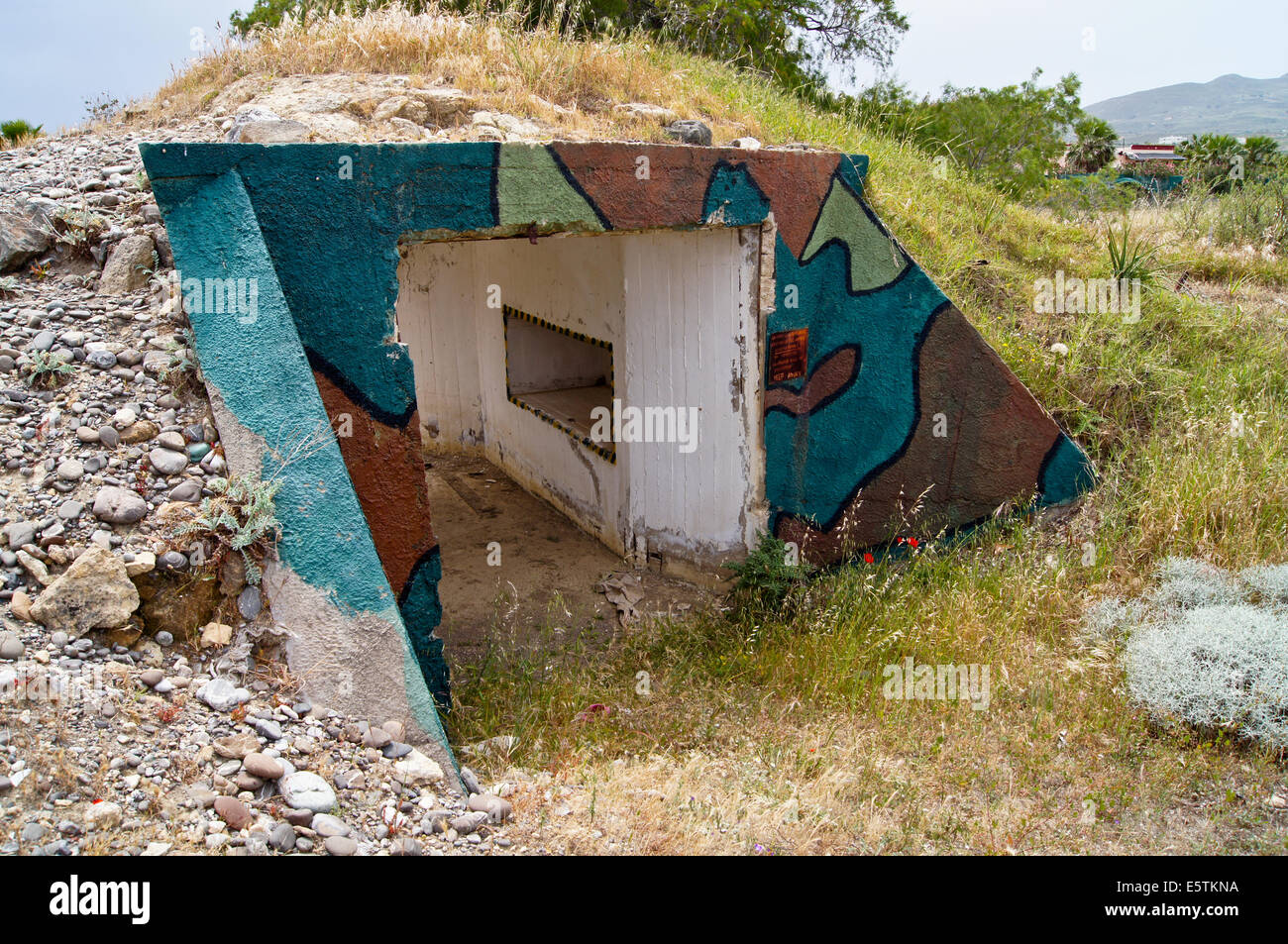 Empty abandoned gun emplacement on a beach, Kos, Greece Stock Photo - Alamy