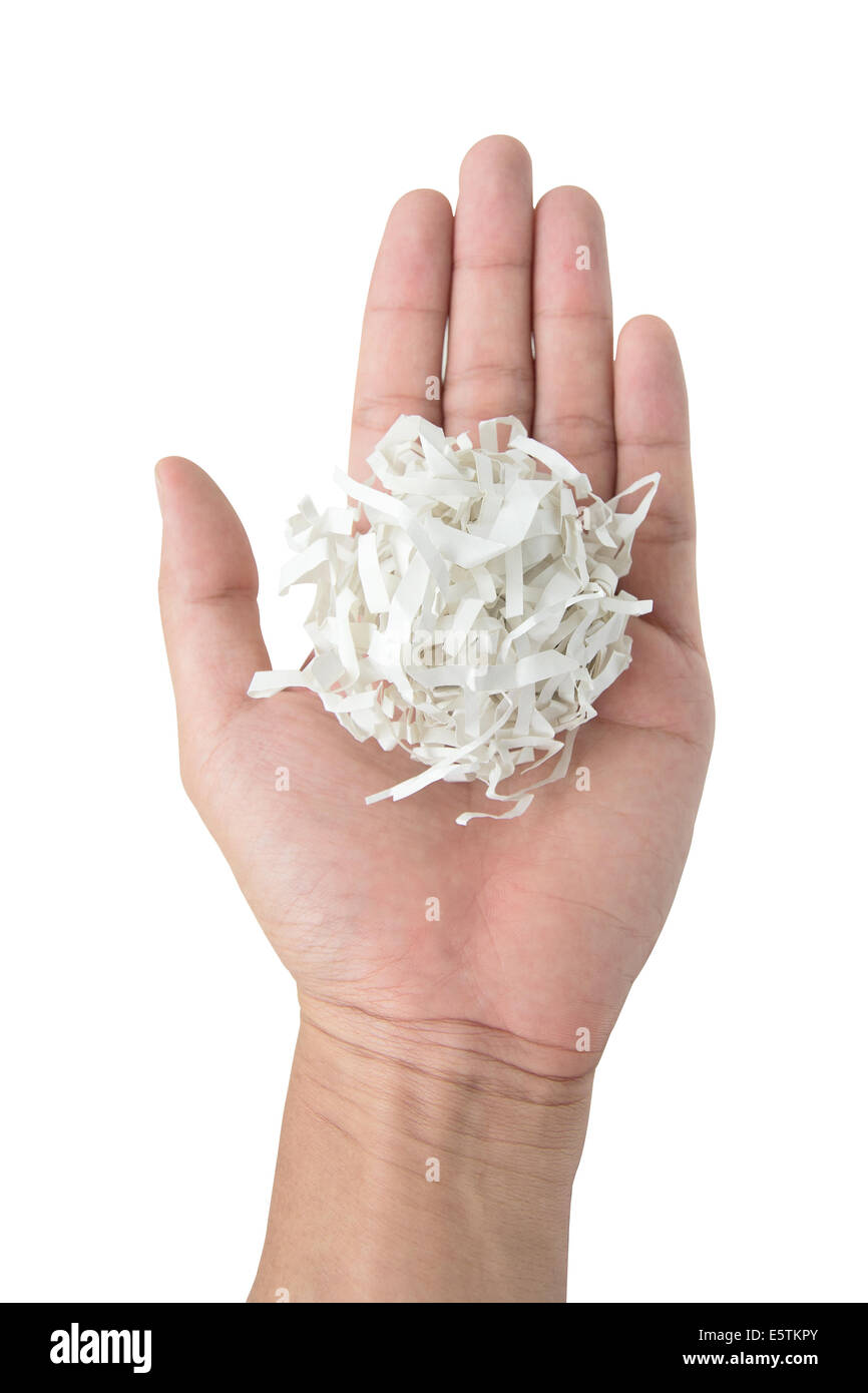 hand holding shredded paper Stock Photo - Alamy