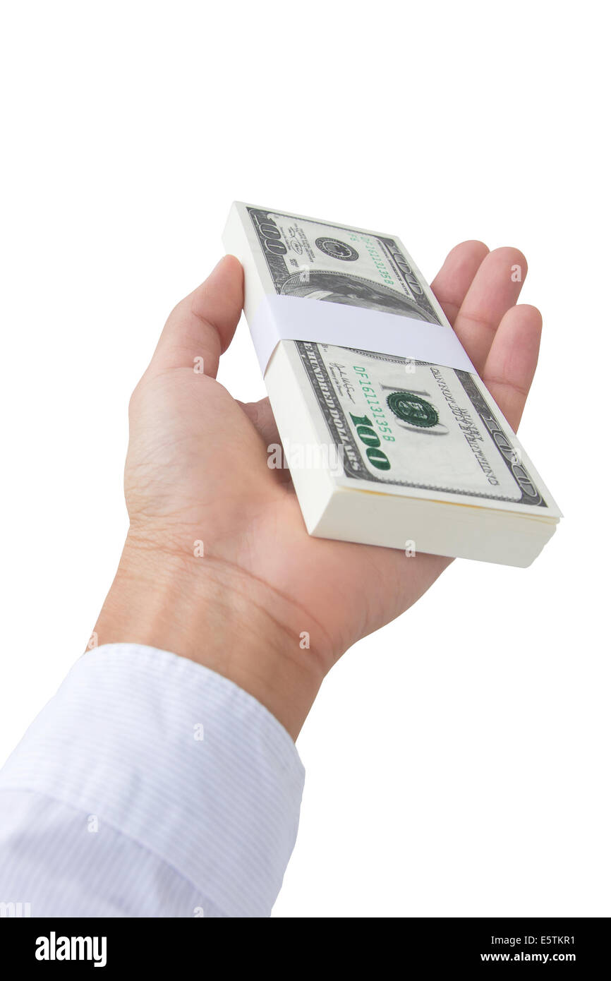 Hand giving money Stock Photo - Alamy