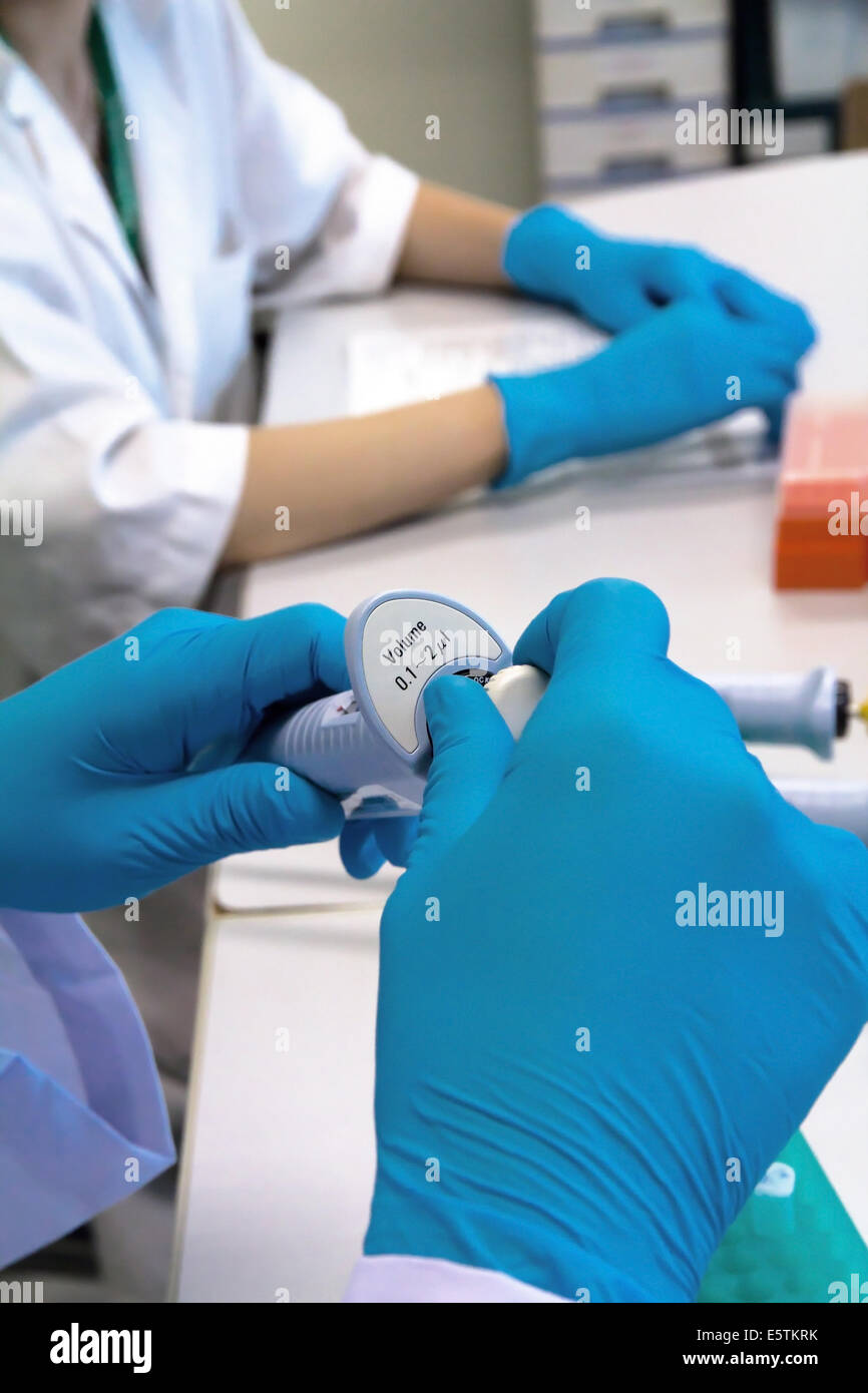researcher holding pipette in a science research lab Stock Photo - Alamy