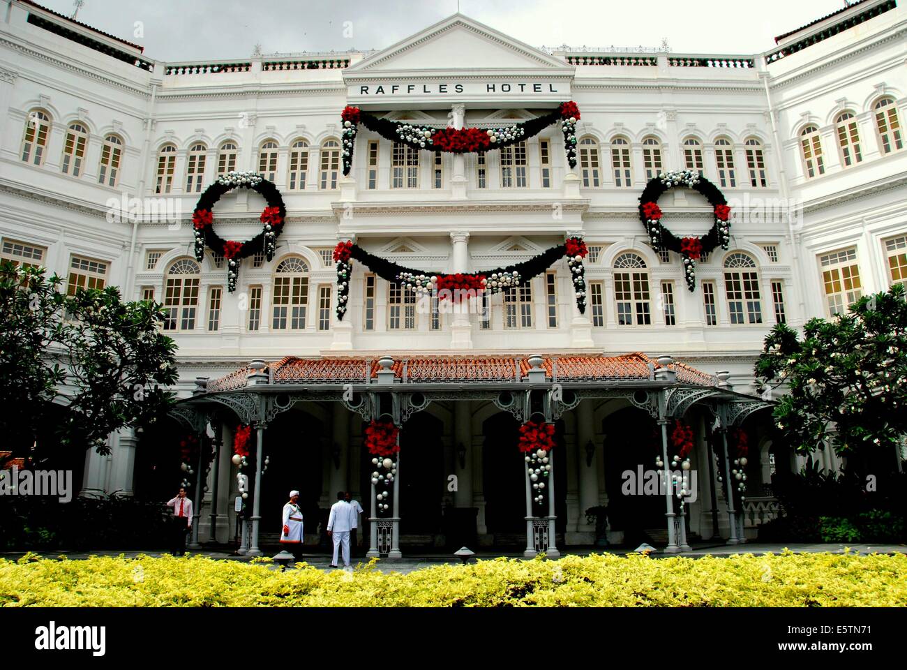 SINGAPORE: Entrance facade of Raffles Hotel which opened 1 December ...