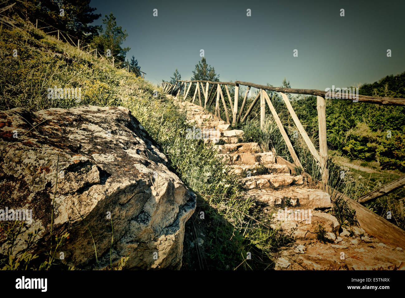 old stone stairs on a hill Stock Photo - Alamy