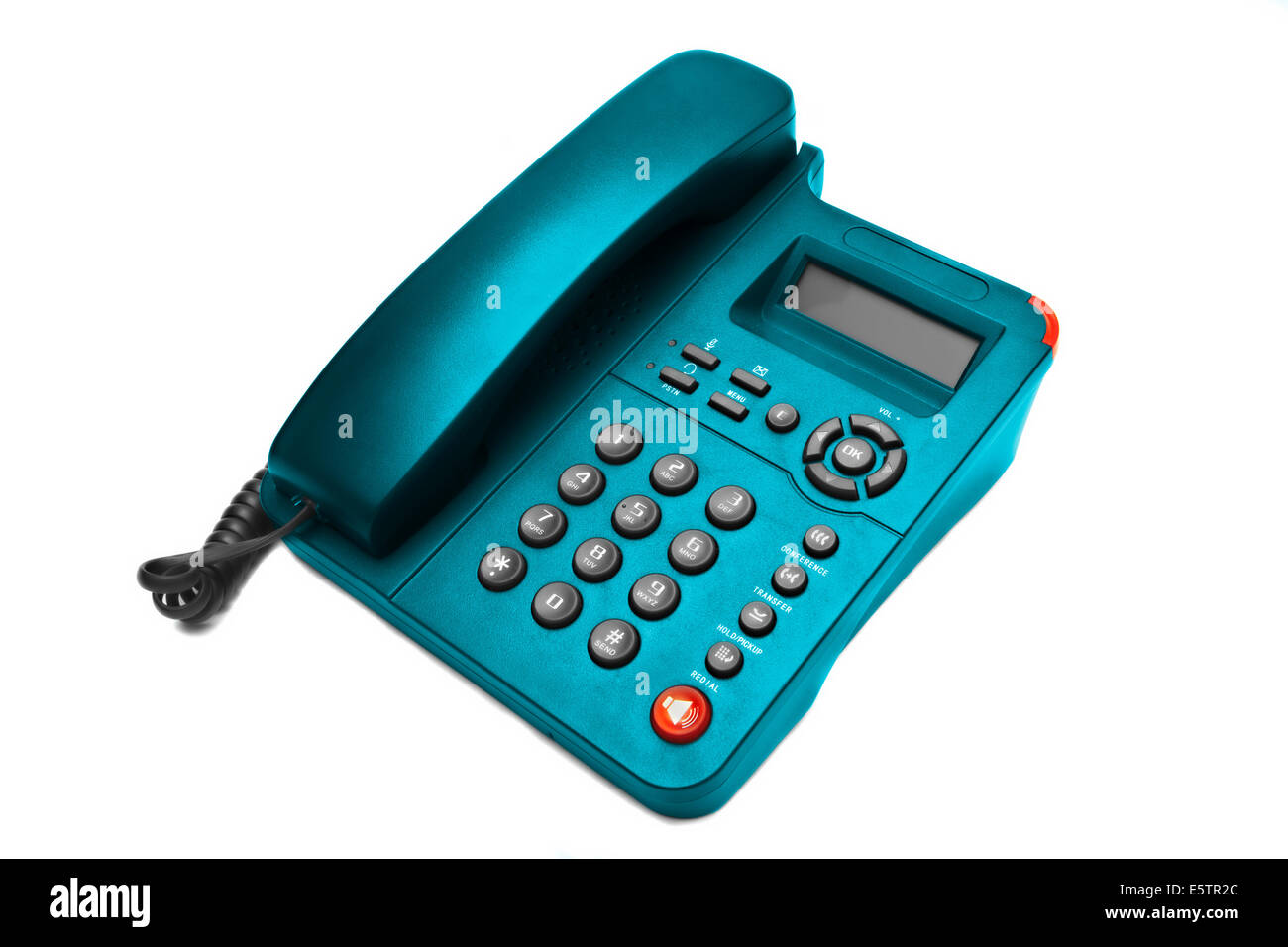 Blue phone closeup isolated on white background Stock Photo - Alamy