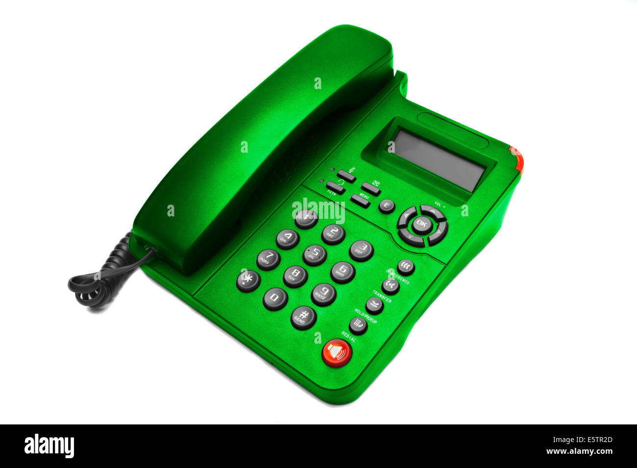 Green IP office phone isolated on white background Stock Photo - Alamy