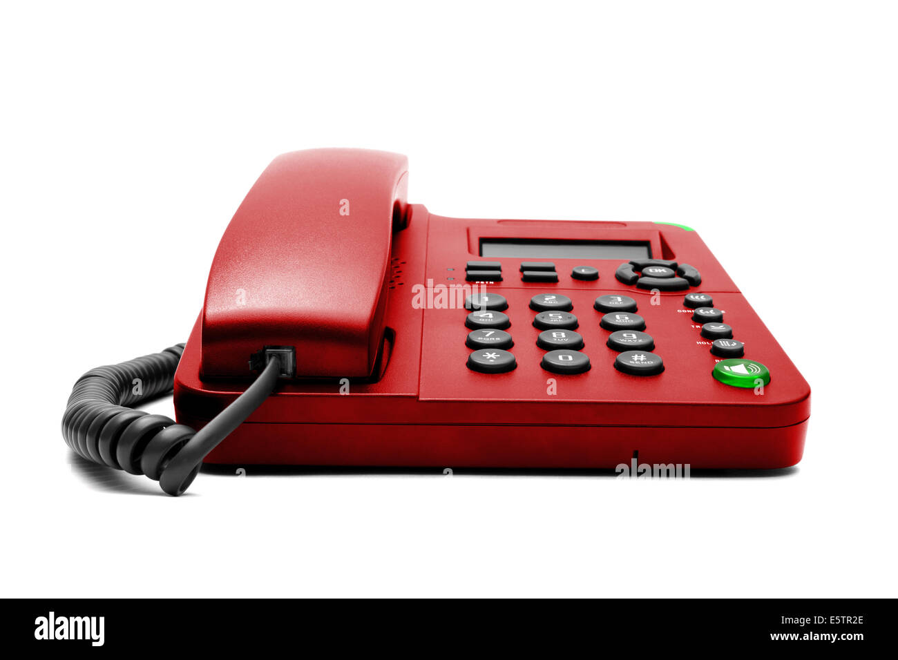 Red IP office phone isolated on white background Stock Photo - Alamy
