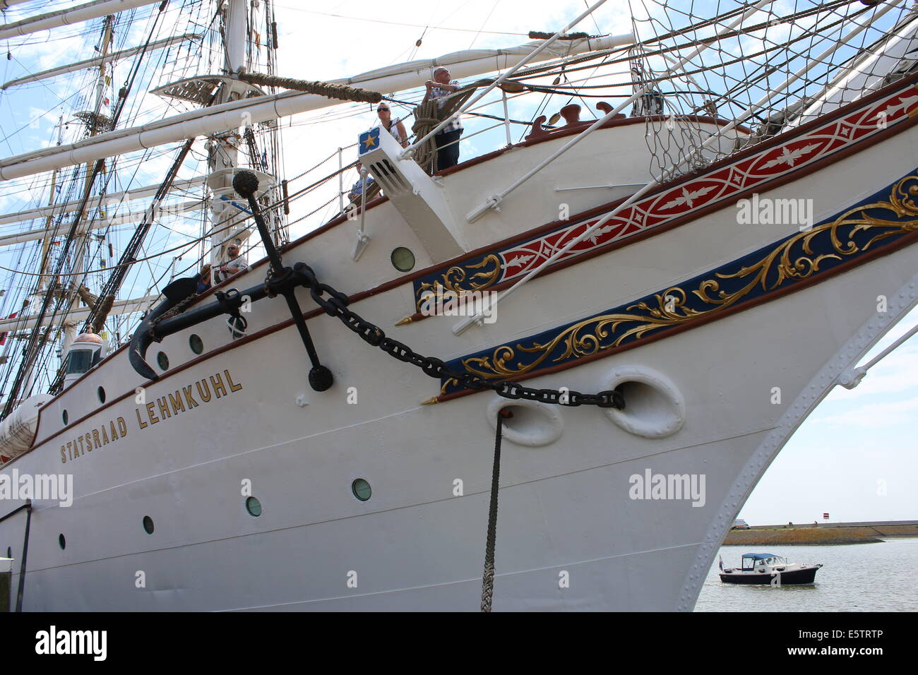 Bow and front hull of Norwegian sailing ship Statsraad Lehmkuhl at the ...