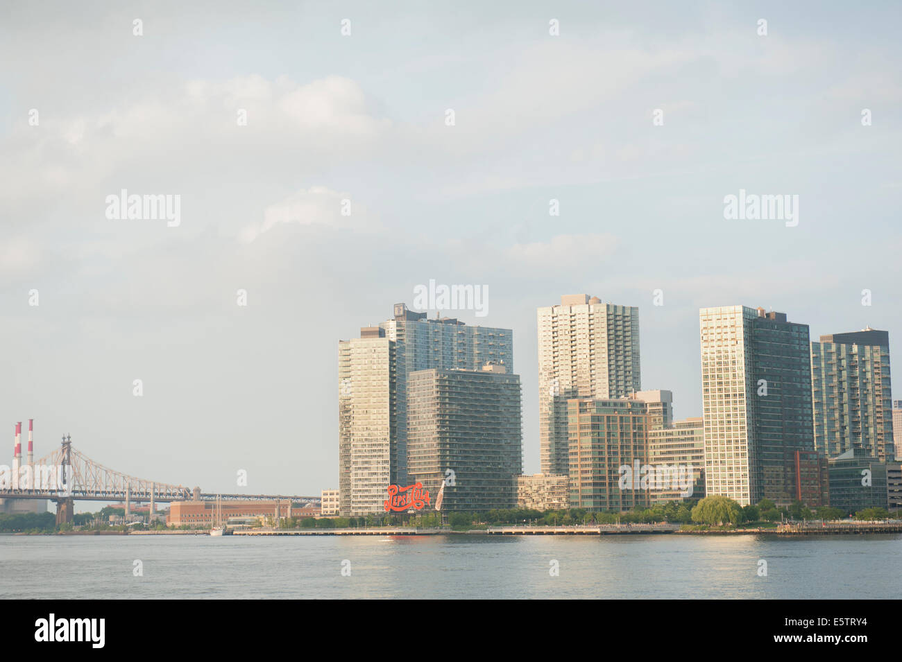 Queens West borders the East River with high-rise apartment buildings ...