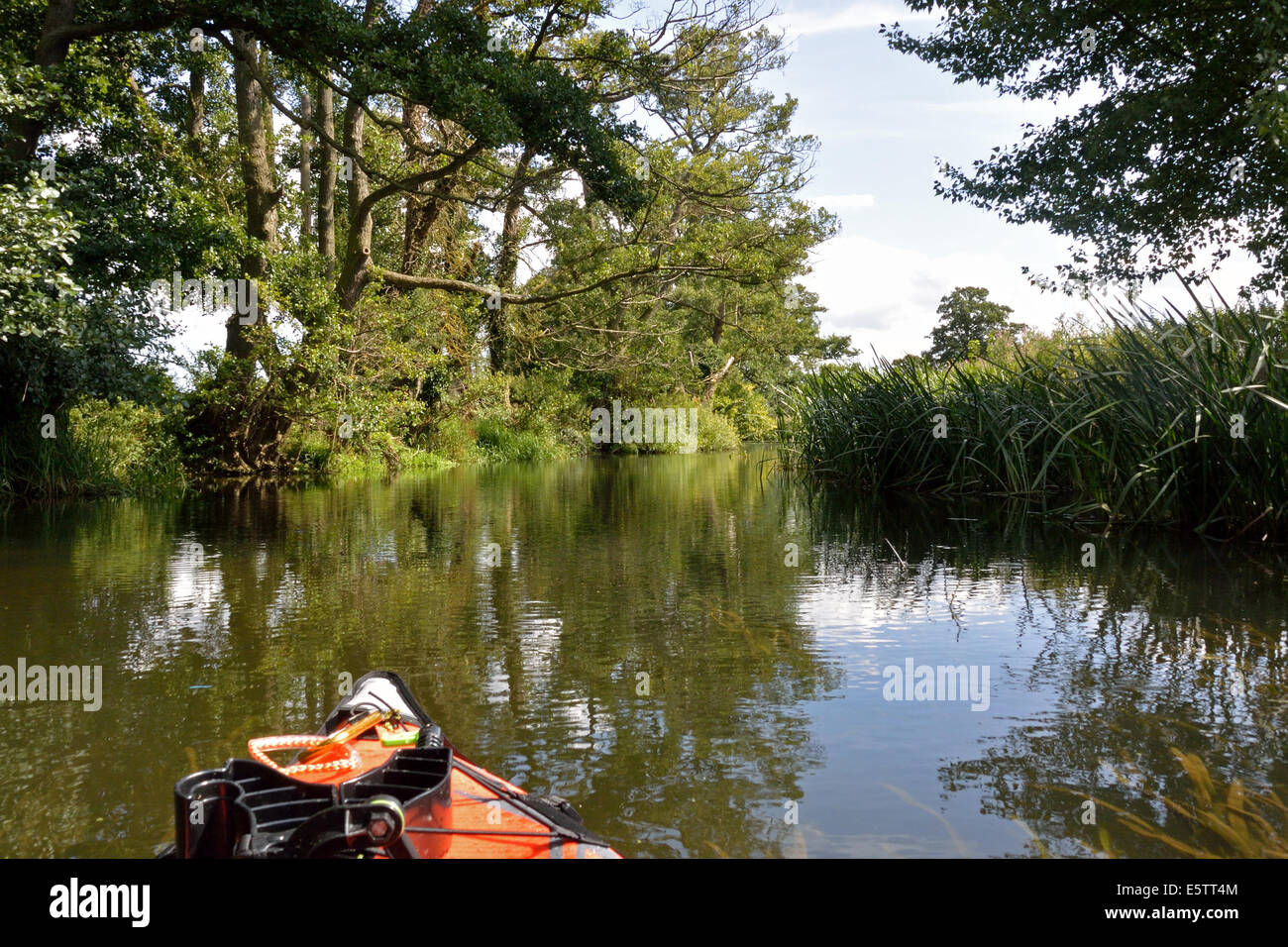 Kayak paddling on the River Stour Suffolk / Essex between Nayland and ...