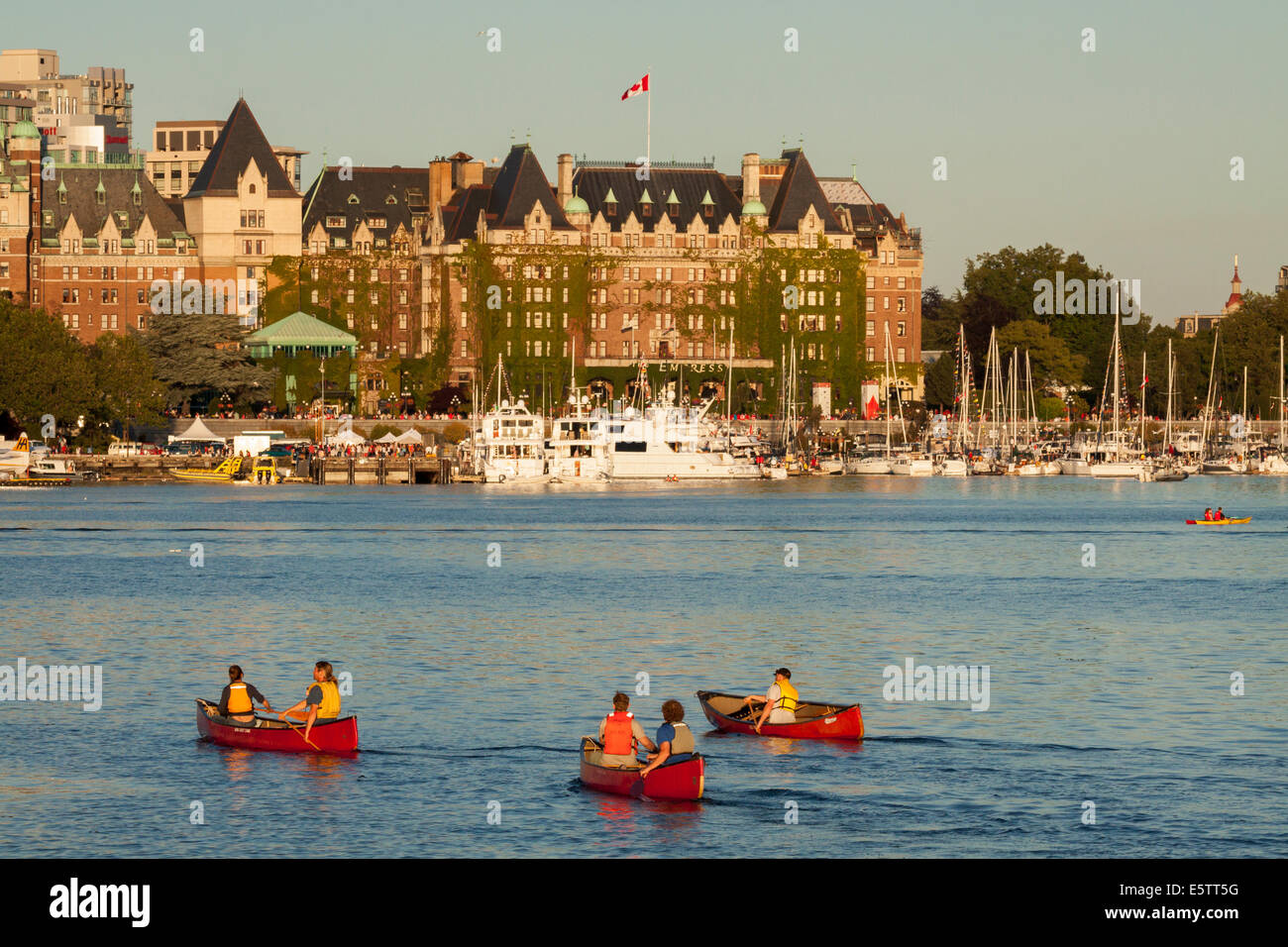Kayaks in Inner Harbor with Empress hotel in background-Victoria ...