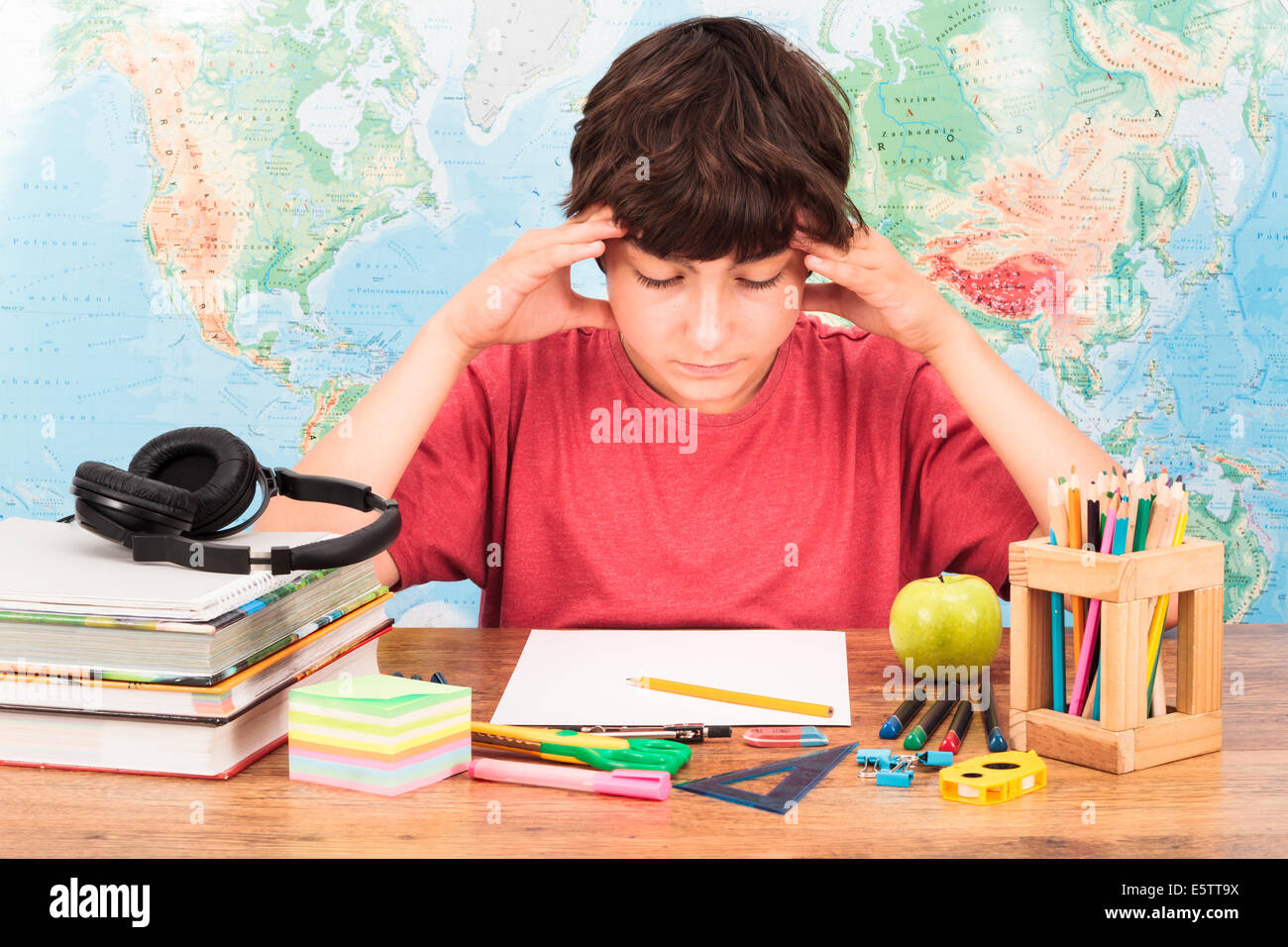 Boy thinking pencil hi-res stock photography and images - Alamy