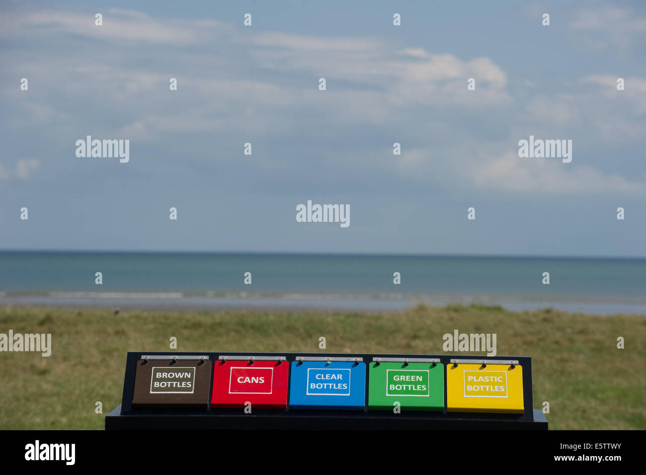 County Louth, Ireland. 6th Aug, 2014. Weather: Colourful recycling bins ...
