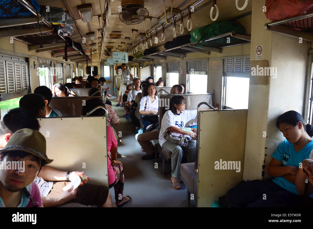 Interior of Thailand Train Class 3 People travel from bangkok to ...