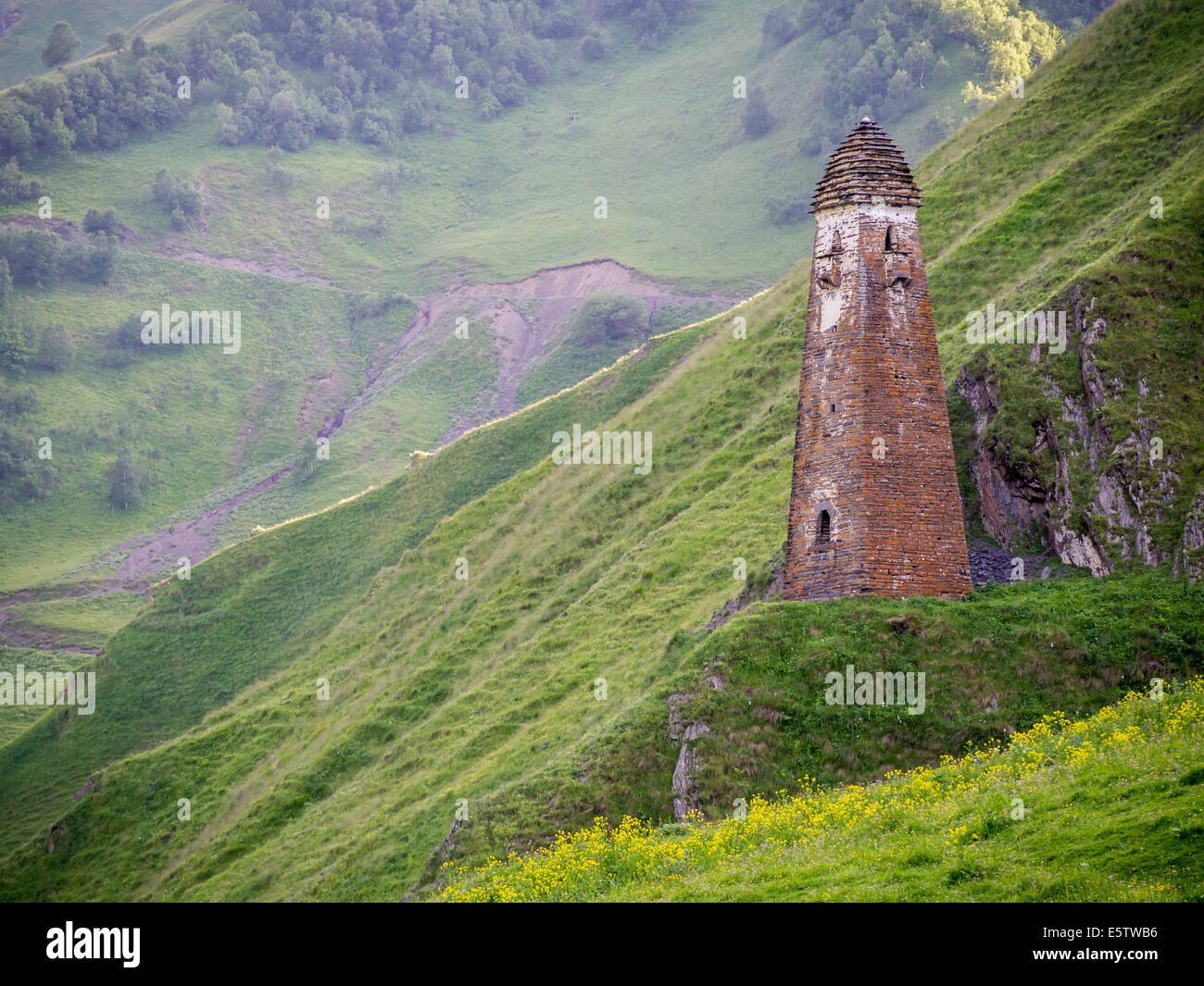 Old defensive tower called koshki in Satili Valley, Georgia Stock Photo ...
