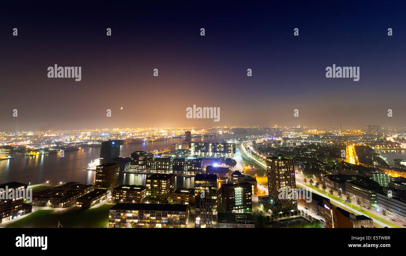 Harbor of Rotterdam at Night Stock Photo - Alamy