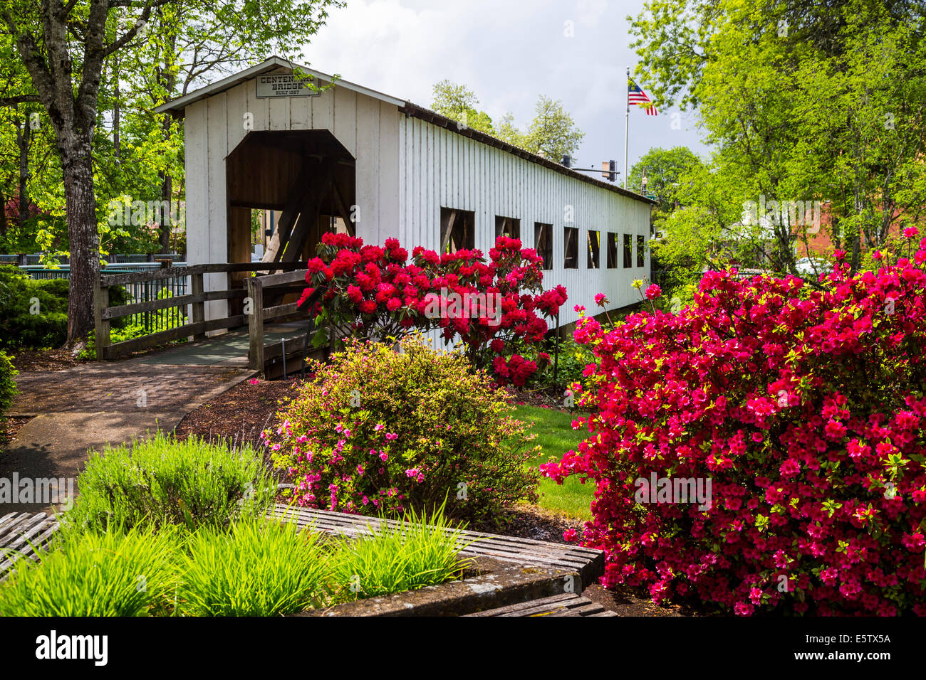 The Centennial covered bridge in Cottage Grove, Oregon, USA Stock Photo ...