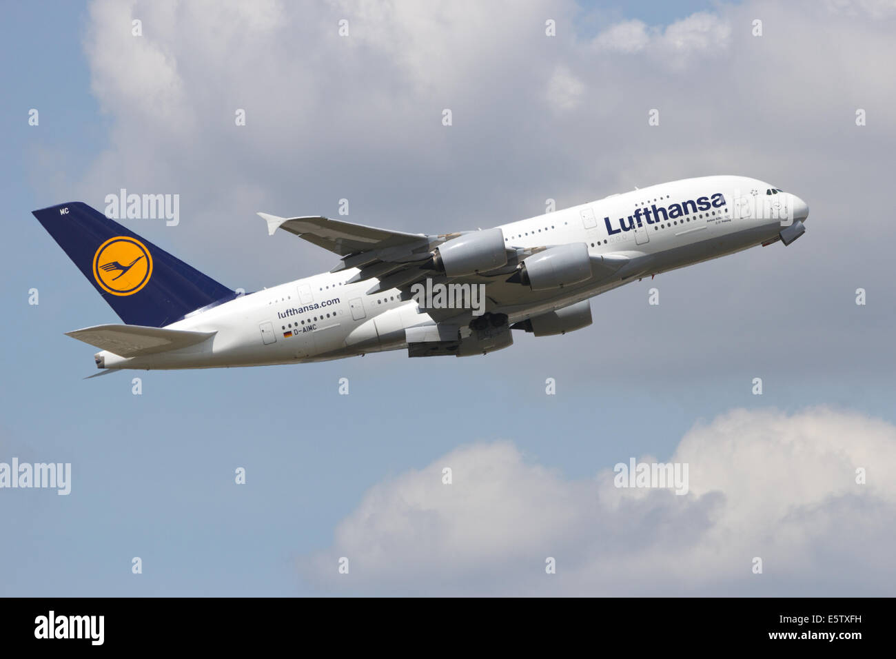 Lufthansa Airbus A380 take off Stock Photo - Alamy