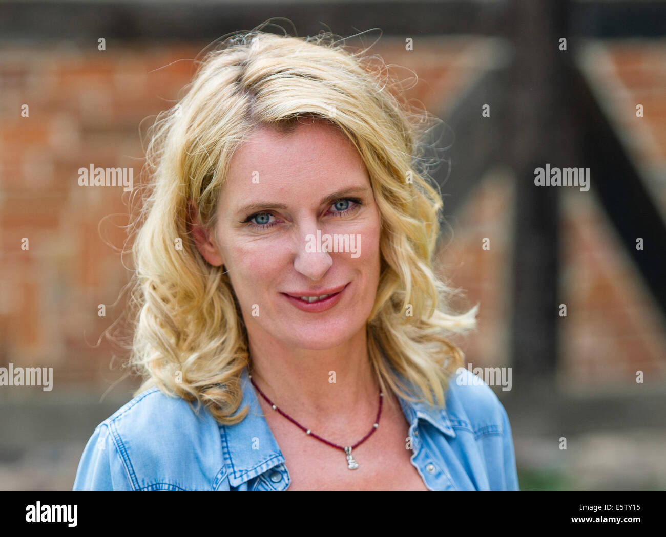 Actress Maria Furtwaengler poses during the filming of television ...