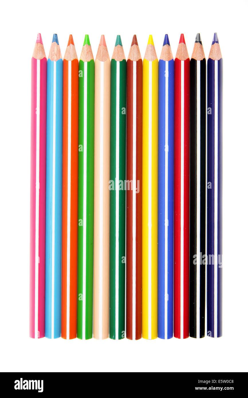 Colorful pencils isolated over white background Stock Photo - Alamy